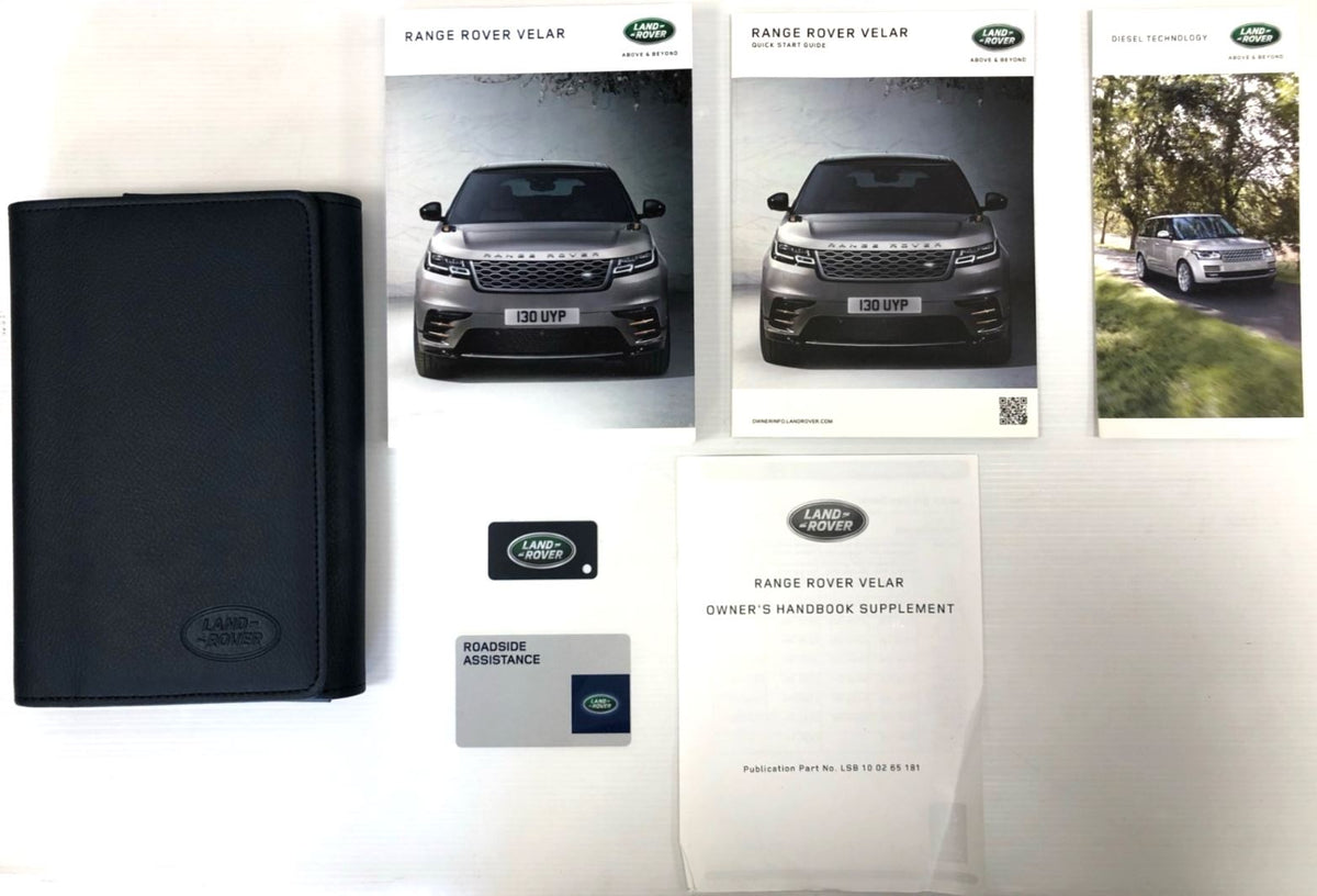 Genuine Range Rover Velar Handbook + Navy Leather Wallet + Keyring Fob ...